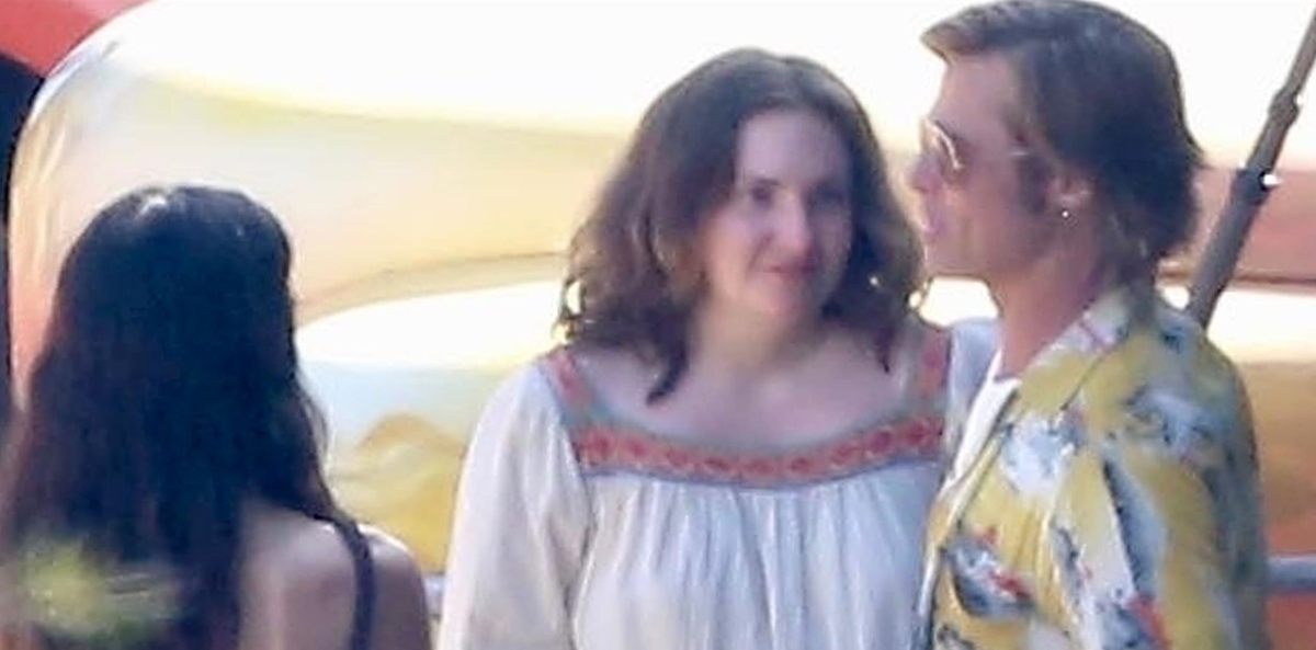 Brad Pitt Hangs Out on Set with Lena Dunham & Margaret Qualley | Brad Pitt, Lena Dunham ...