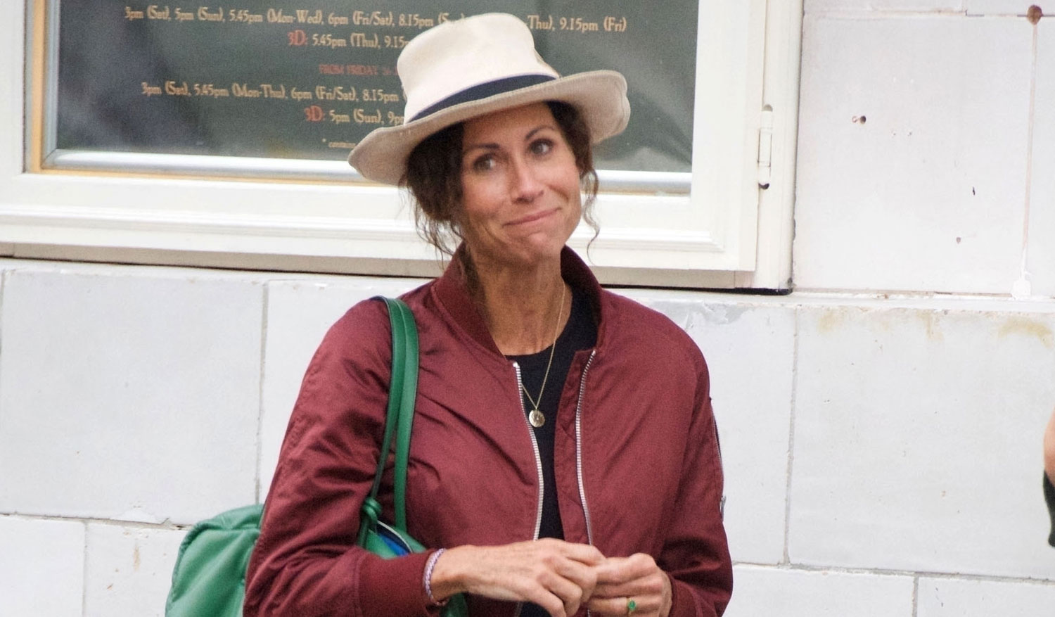 Minnie Driver Rocks Striped Skirt Outside the Movies With Friends ...