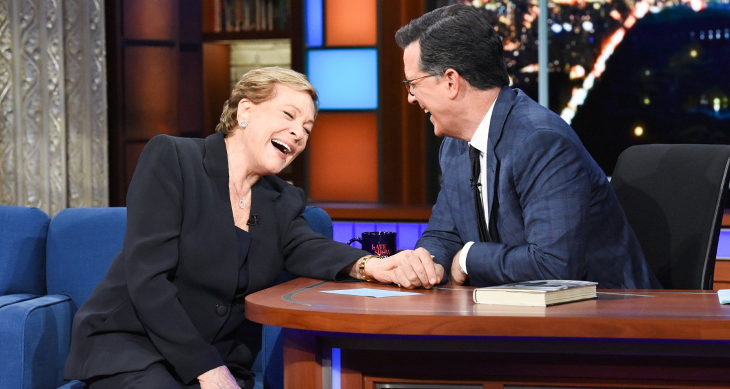 Julie Andrews Tells Stephen Colbert Therapy ‘Saved’ Her Life! | Julie ...