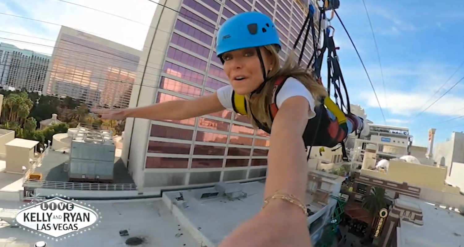 Watch Kelly Ripa Go Ziplining Over the Las Vegas Strip! | Kelly Ripa ...