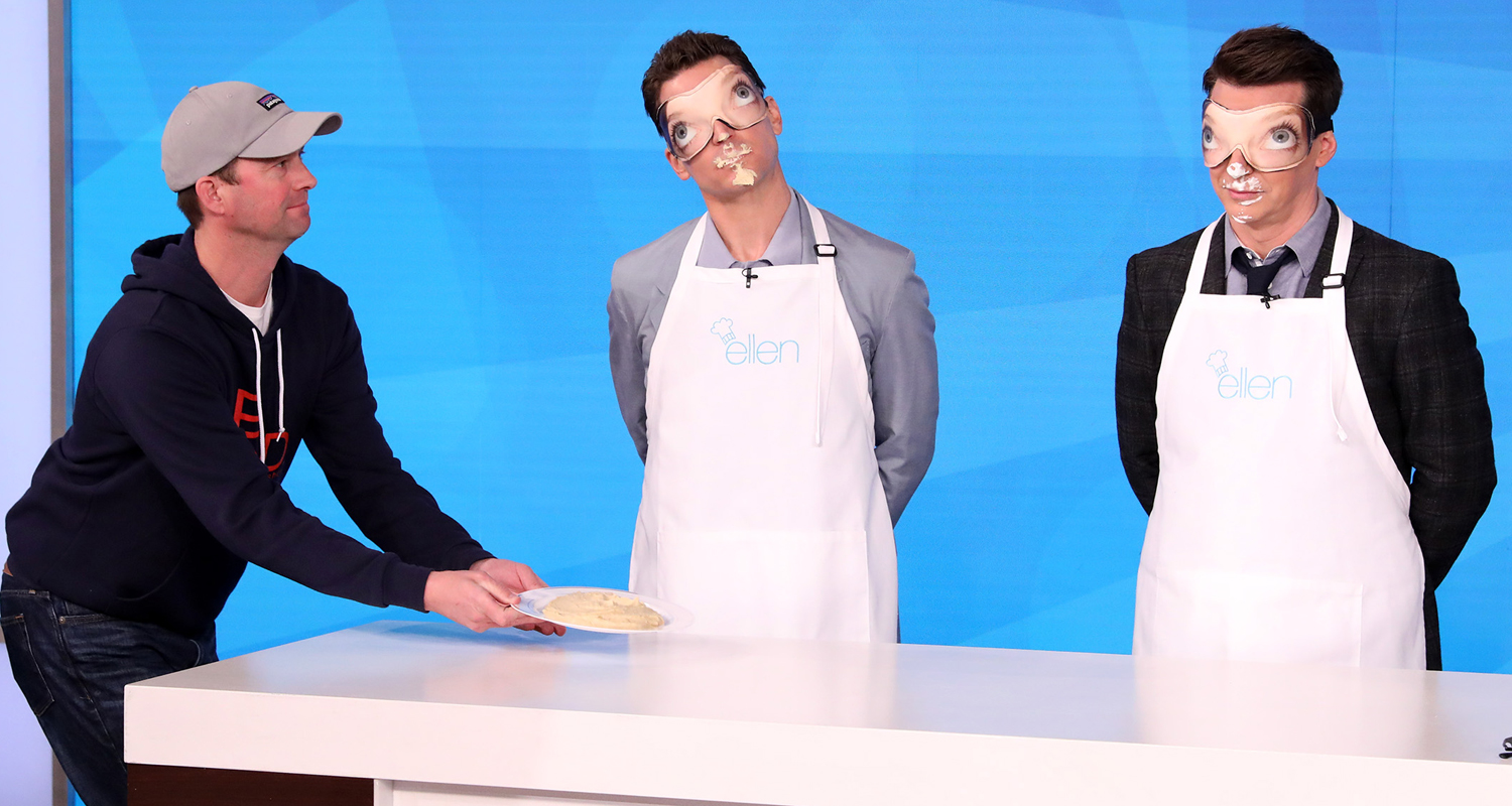 Sean Hayes & Matt Bomer Face Off Blindfolded in Super Bowl Snack Taste ...