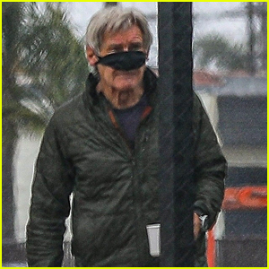 Harrison Ford Pulls Up His Face Mask to Drink His Coffee | Harrison ...
