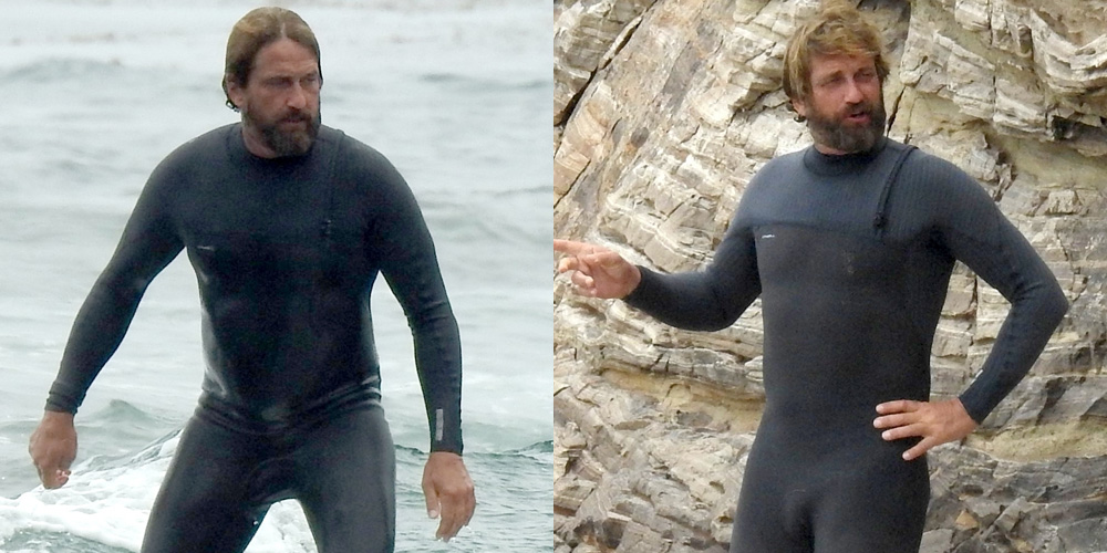 Gerard Butler Puts On His Skintight Wetsuit for a Day of Surfing ...