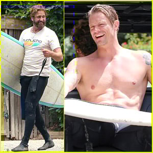 Gerard Butler Hits the Beach with Joel Kinnaman Again for Another Surf ...