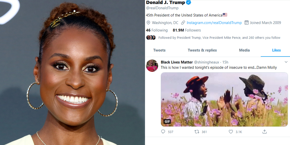 Issa Rae Reacts After Donald Trump ‘Likes’ Tweet About ‘Insecure ...