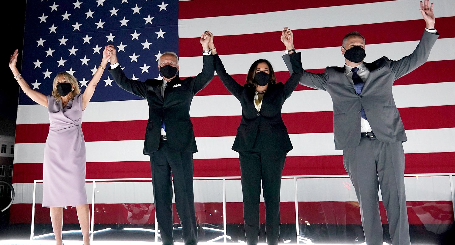 Joe Biden & Kamala Harris Wear Masks to Watch DNC Fireworks Show ...