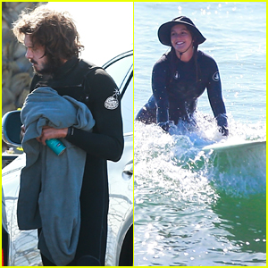 Adam Brody Sports Scruffy Beard While Going Surfing With Wife Leighton ...