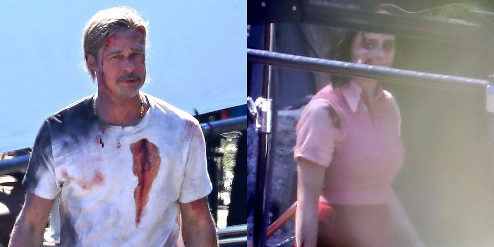 Brad Pitt Looks Bloody & Bruised on ‘Bullet Train’ Set Alongside Joey ...