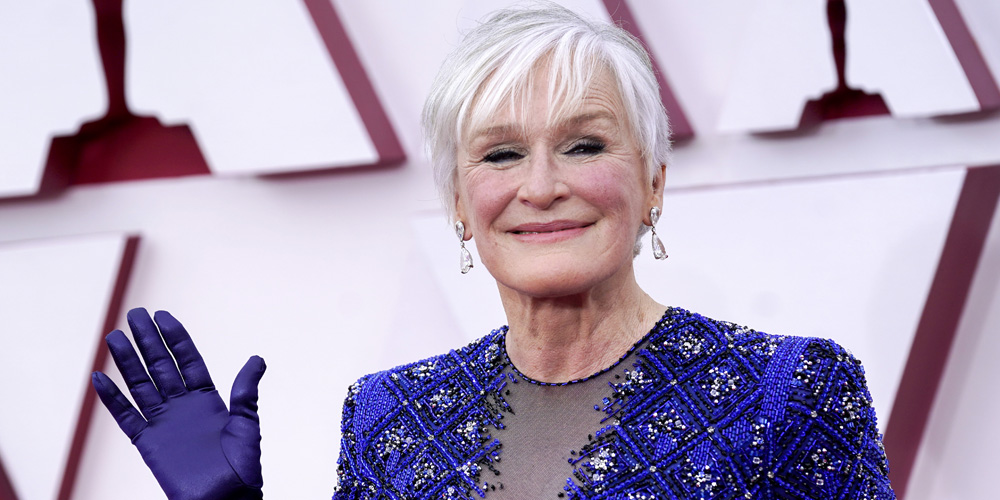 Glenn Close Wears Gloves With Her Custom Armani Look To Oscars 2021 ...