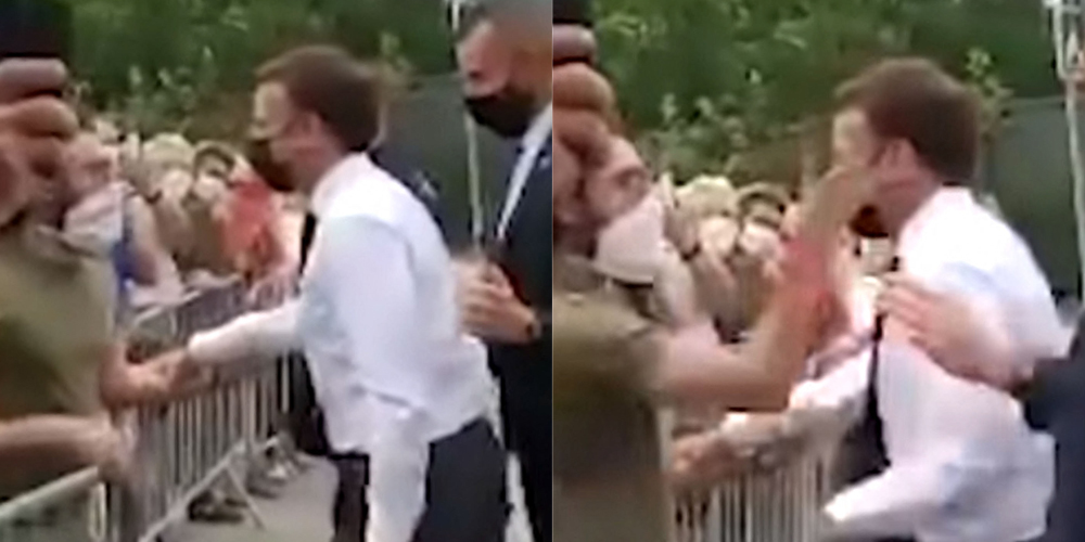 French President Emmanuel Macron Slapped in the Face During a Visit ...