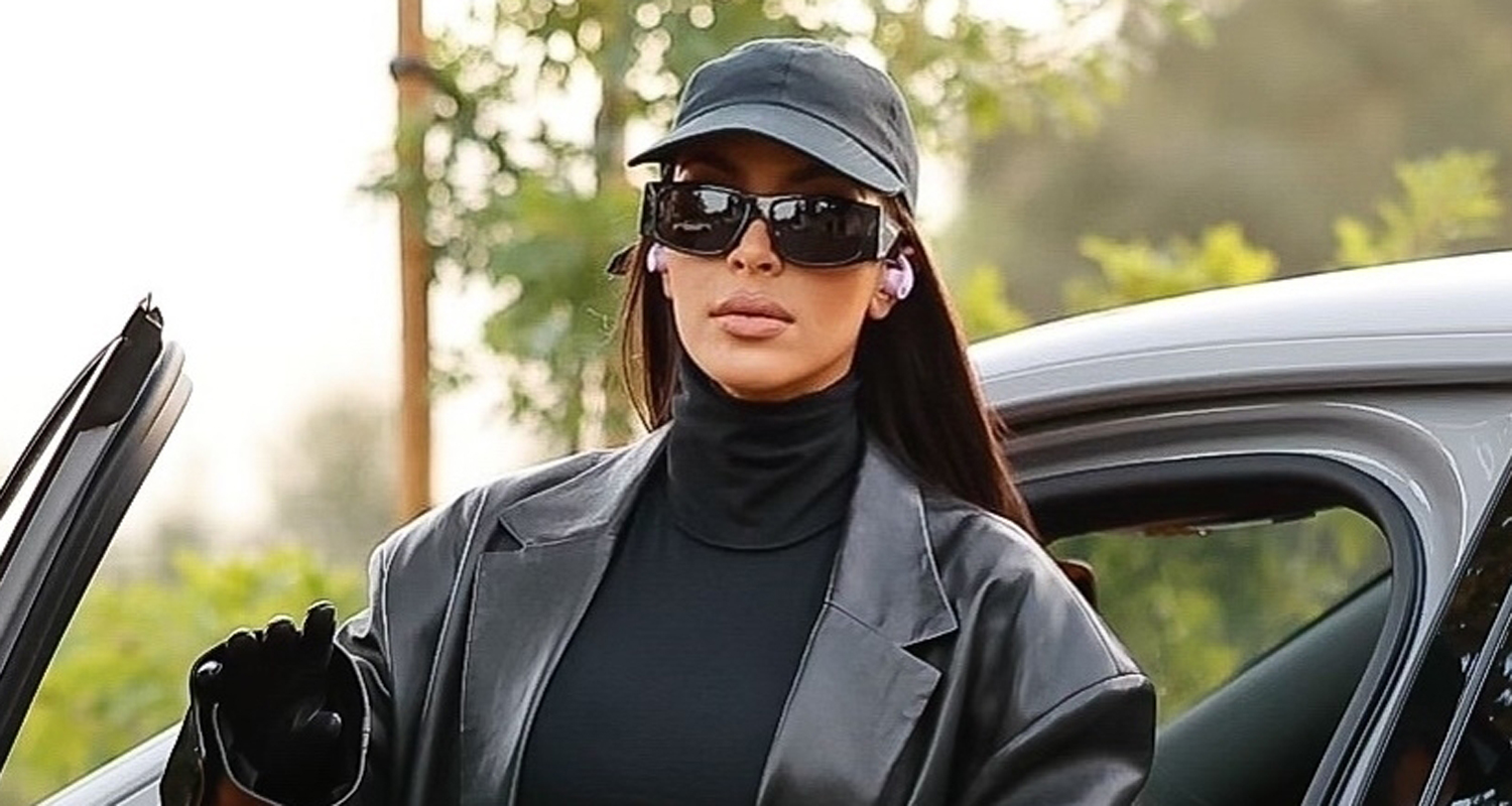 Kim Kardashian Wears Black Leather & Latex Outfit While Running Errands ...
