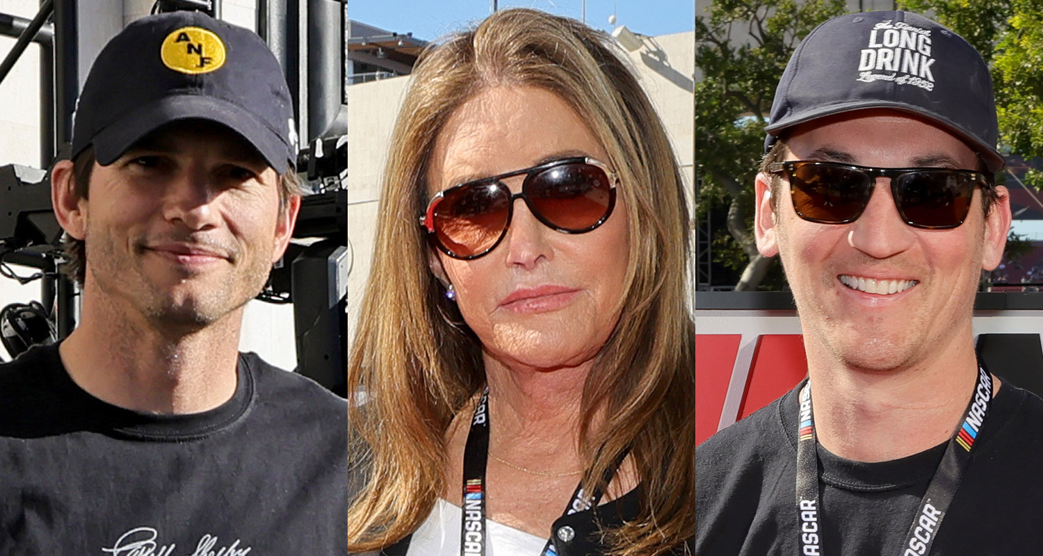 Ashton Kutcher, Caitlyn Jenner, & Miles Teller Attend NASCAR Busch ...