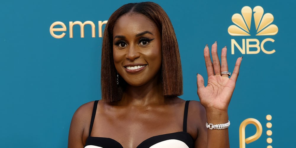 Issa Rae Stuns In Black & White Keyhole Dress For Emmy Awards 2022 ...