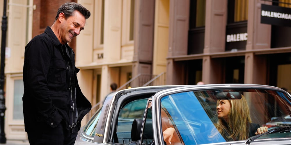 Jennifer Aniston Picks Up Jon Hamm In A Porsche While Filming ‘The ...