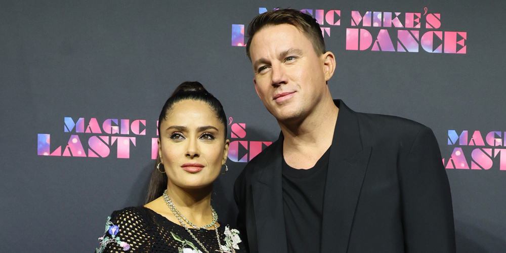 Salma Hayek Rocks Sheer, Fishnet Dress Alongside Channing Tatum at ...