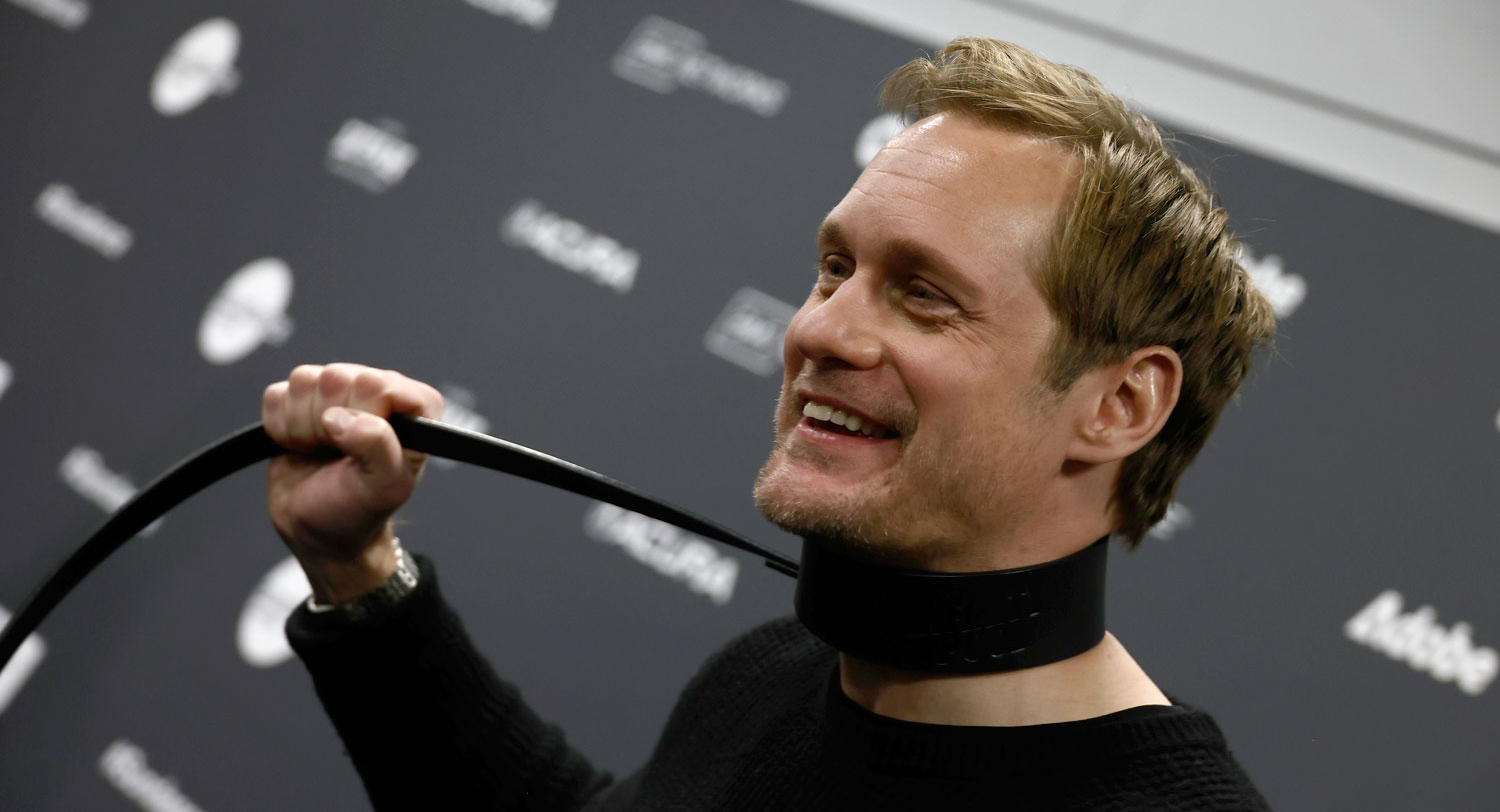 Alexander Skarsgard Wears a Leash Around His Neck at ‘Infinity Pool ...