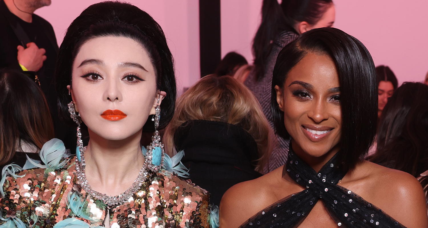 Fan Bingbing Wears Feathered-Covered Coat to Giambattista Valli Fashion Show Alongside Ciara ...