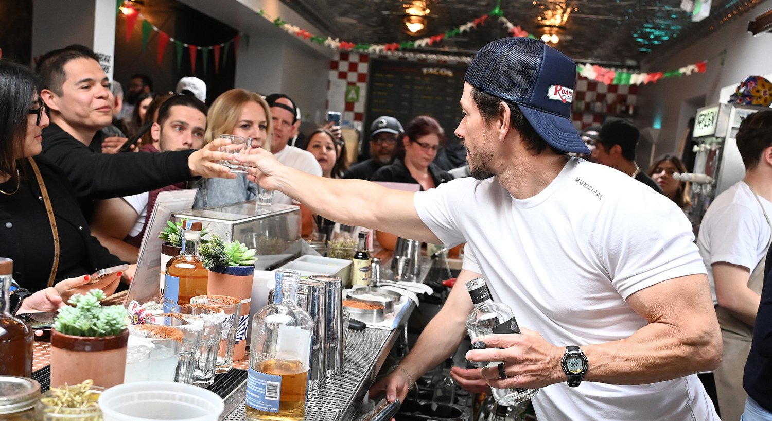 Mark Wahlberg Plays Bartender to Serve His Tequila Brand at Roadside ...