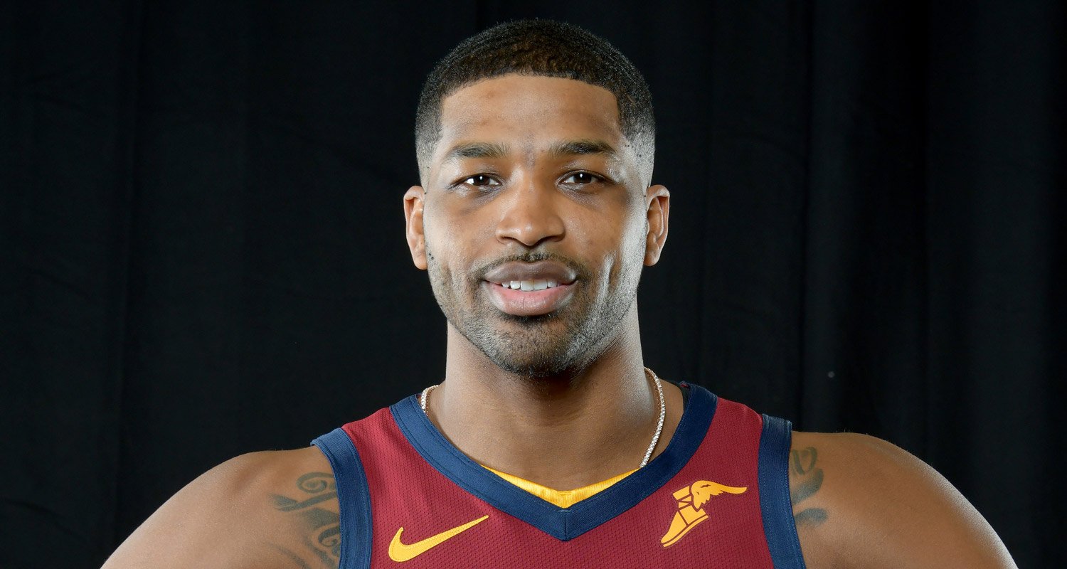 Tristan Thompson & Son Tatum Twin in Sunglasses in Sweet First Birthday ...