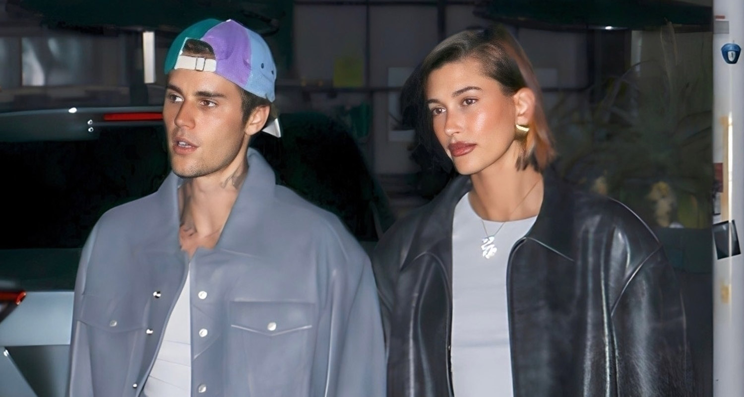 Justin & Hailey Bieber Coordinate in Leather Jackets for Sushi Date in ...
