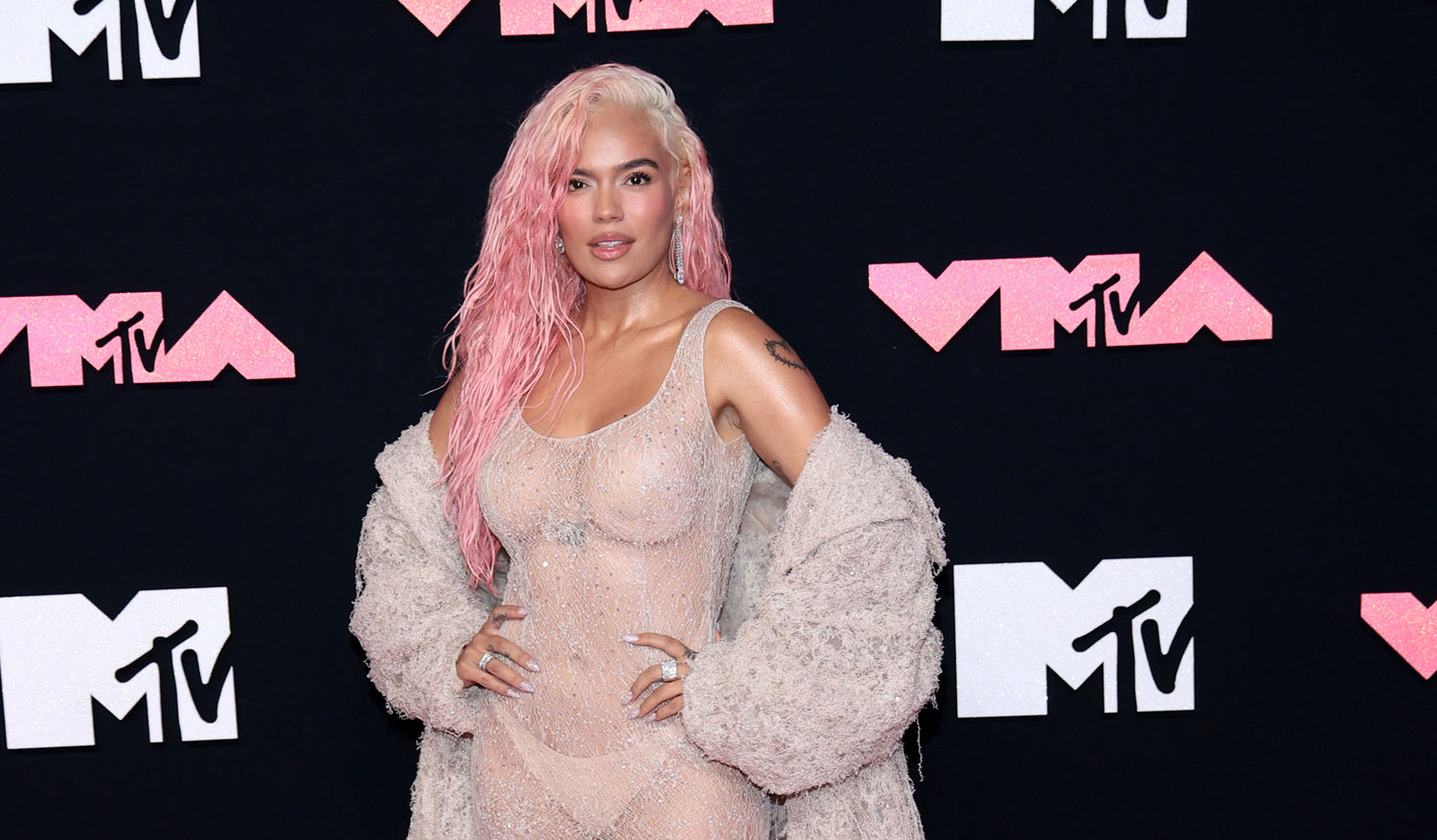 Karol G Wears Totally Sheer Dress on MTV VMAs 2023 Red Carpet Ahead of Her Big Night! | 2023 MTV ...