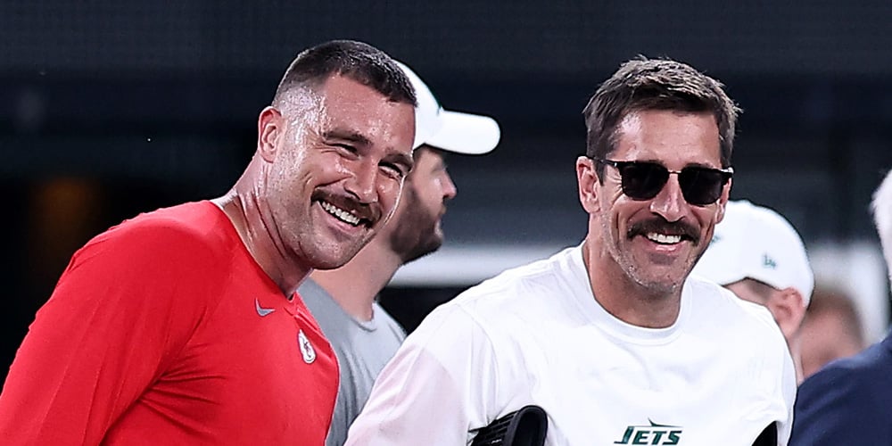 Travis Kelce Reveals What He Said to Aaron Rodgers at Chiefs/Jets Game ...