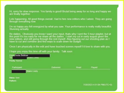 Justin Baldoni & Blake Lively’s Alleged Text Messages: Every Screen ...