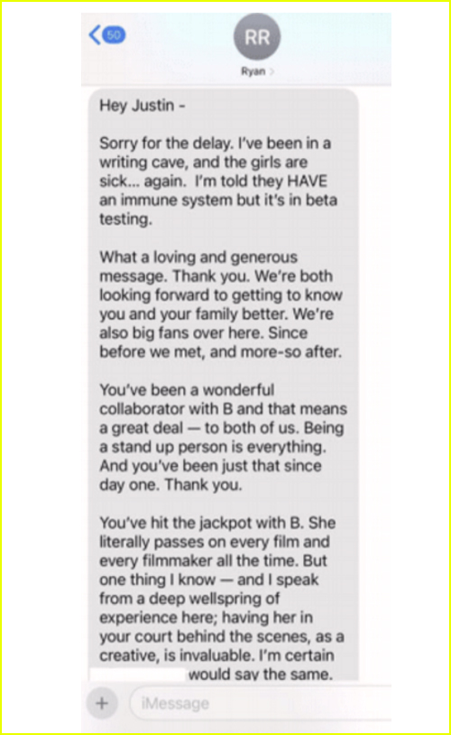 Justin Baldoni & Ryan Reynolds’ Alleged 2023 Text Message Exchange ...